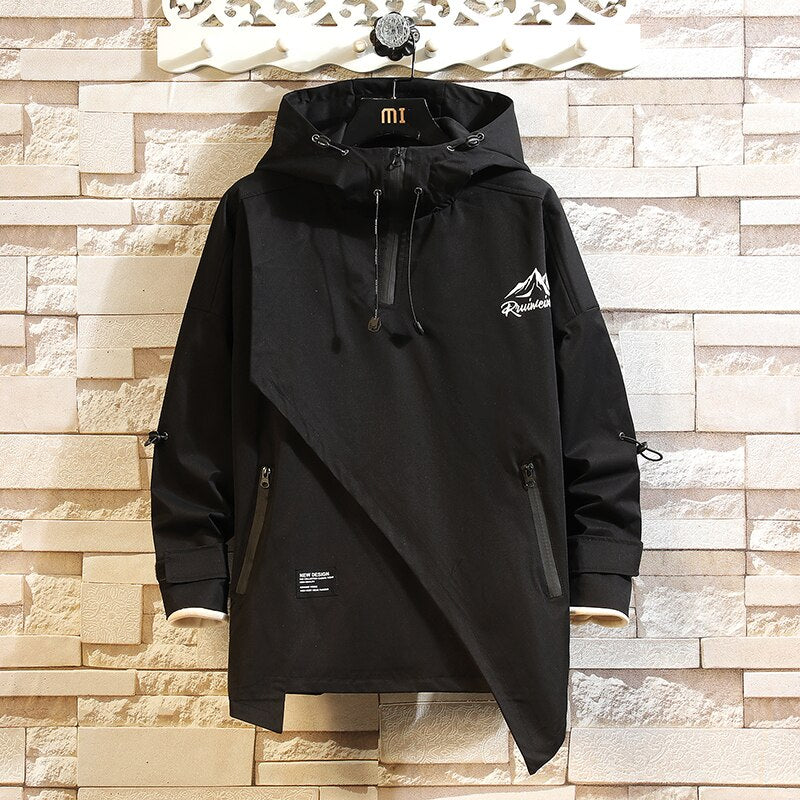 Men Jacket Korea Fashion 2023 Spring Hooded Jack Black Patchwork Zipp ...