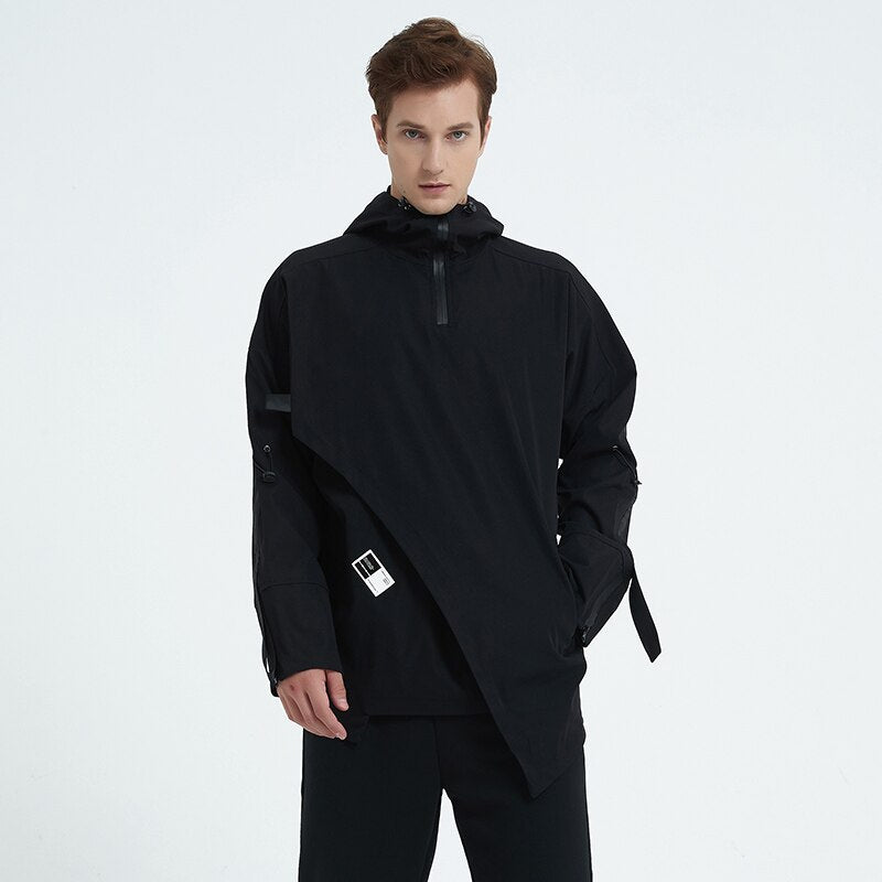 Men Windbreaker Hooded Cargo Jacket Mens Autum Winter Pocket 5XL Jack ...